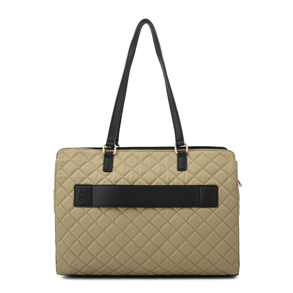 Cartera dos asas porta notebook grande bugi taupe – Amphora Chile